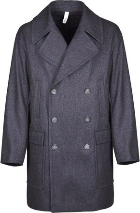 Hev&ograve; Homme, Manteaux, Gris, Taille: L Double-Breasted Manteaux