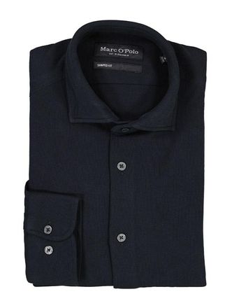 Marc O'Polo Herren Hemd blau Baumwoll-Piqu&eacute;
