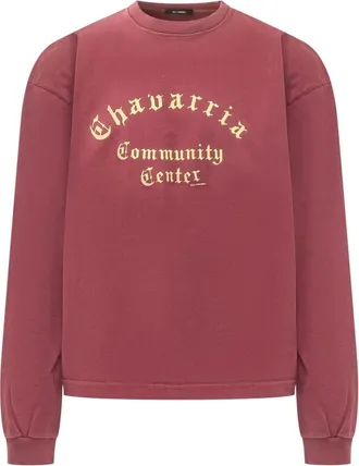 Willy Chavarria Homme, Sweatshirts et sweats &agrave; capuche, Rouge, Taille: L T-shirt Manches Longues Community Center