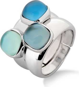 ByJoy Joy Damen-Ring 925 Sterlingsilber rhodiniert Perlmutt Glas überzogen JA103RO Gr. 54