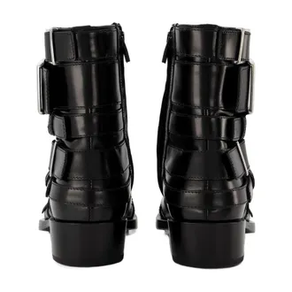 Alexander McQueen Womens Multi-Buckle Leather Boots Black