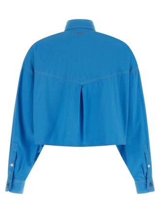 Versace Medusa-Button Cotton Poplin Shirt - Blue