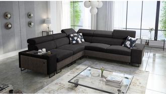 KAISER L-förmiges Ecksofa mit Schlaffunktion melody iii, modern, luxuriös, Tauro/Freya Graphit/Schwarz Link