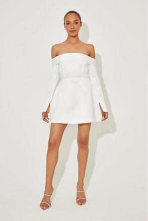 Odd Muse Minikleid f&uuml;r Damen, Schulterfrei, Satin (Naturwei&szlig;)