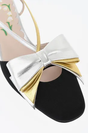 Valentino Fabric Slingbacks with Lam&eacute; Leather Bow 5cm Valentino