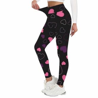 Generic Legging de Saint-Valentin pour femme - Imprim&eacute; coeur - Skinny - Taille haute - Extensible - Pantalon de sport et de yoga, bordeaux, XXL