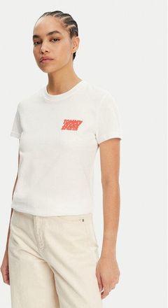 Tommy Jeans T-Shirt Bubble DW0DW21338 Weiß Regular Fit