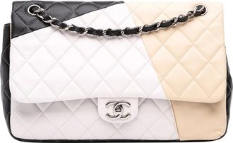 Chanel Hobo Bags - Jumbo Classic Tricolor Lambskin Colorblock Double - Gr. unisize - in Braun - für Damen