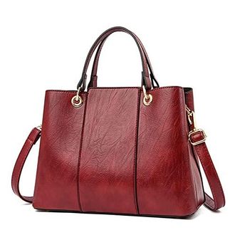 Generic Grand sac &agrave; main et sac &agrave; main pour femme avec poign&eacute;e sur le dessus, sac &agrave; bandouli&egrave;re tendance pour femme, sac fourre-tout, Rouge, Large