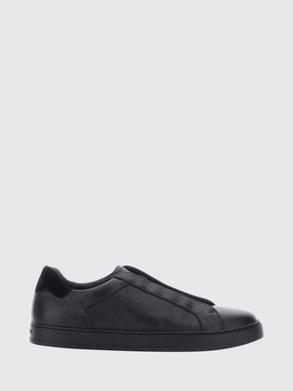 Doucal's Baskets slip-on en cuir de veau grain&eacute; avec lacets &eacute;lastiques