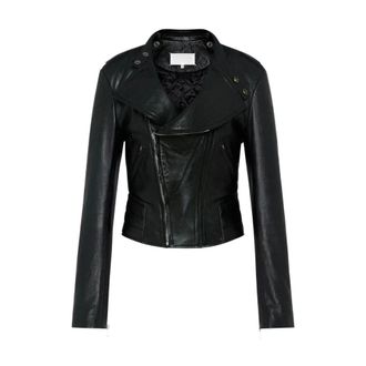 Maison Margiela Veste en cuir &agrave; col repli&eacute; - Femme - Vestes - Noir - Taille: 36 FR