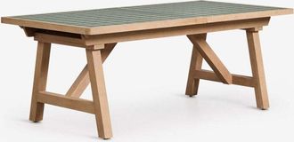Sklum Rechteckiger Gartentisch 200-260-320x100 cm ausziehbar aus Akazienholz Dubai Dunkelgr&uuml;n