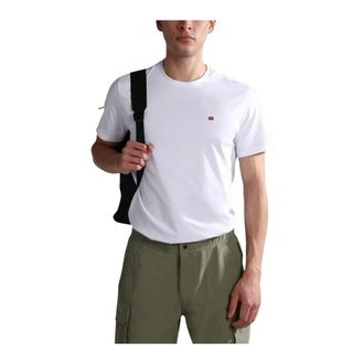 Napapijri Homme, Tops, Blanc, Taille: 2XL T-shirt Uni Col Rond en Coton