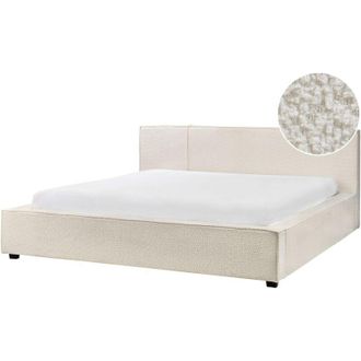 Beliani Bett mit Lattenrost Boucl&eacute; MIRANDE 180 x 200 cm Cremewei&szlig;