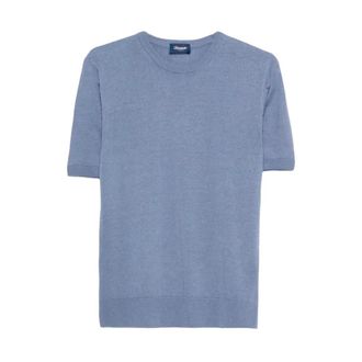 Drumohr Leinen- und Baumwoll-T-Shirt - - Tops - Herren - Blau - XL