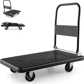 Generic Küchenwagen, Rollwagen, zusammenklappbarer Plattformwagen, robuster Sackkarren, Handkarre mit Rädern, Griff, Pritschenwagen für den Umzug zu Hause, im