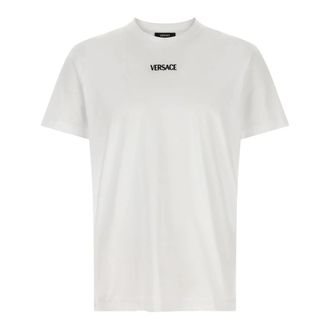 Versace Besticktes Slim-T-Shirt aus Baumwolljersey - - Tops - Herren - Wei&szlig; - L