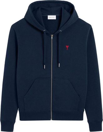 Ami Femme, Sweatshirts et sweats &agrave; capuche, Bleu, Taille: 44 FR De Coeur Zipped Sweat &agrave; capuche