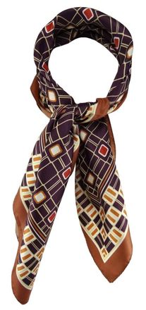 TigerTie Damen Nickituch Halstuch in violett braun beige rot gold gemustert - Gr&ouml;&szlig;e 60 x 60 cm