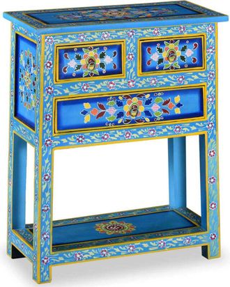 vidaXL Buffet avec tiroirs Bois massif de manguier Peinture turquoise vidaXL