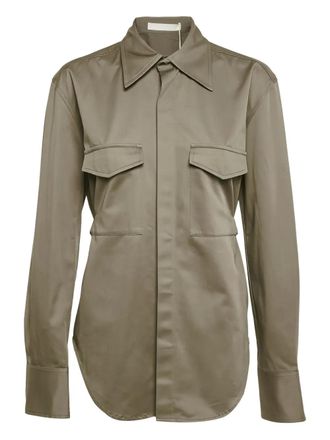 Dion Lee chemise ceintur&eacute;e &agrave; poches &agrave; rabat - Vert