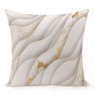 Generic Kissenh&uuml;lle Gold Wei&szlig; Abstrakt Kissenbezug Cozy Sofakissenh&uuml;llen Maschinenwaschbar Cushion Covers for Gartenstuhl Heimdekor Schlafzimmer 45X45Cm