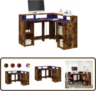 vidaXL vidaXL LED-Schreibtisch Räuchereiche 130x130x91 cm Holzwerkstoff