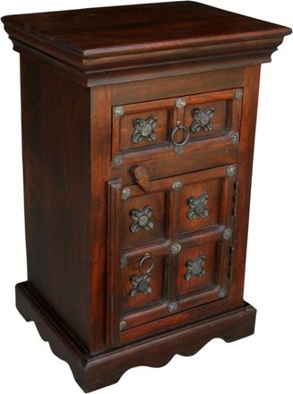 Guru Shop Kolonialstil-Beistellschrank, Kommode, Nachttischschrank - R872 Dunkel, 60x40x30 cm