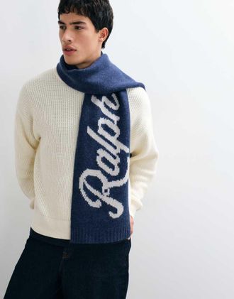 Polo Ralph Lauren &eacute;charpe &agrave; logo script bleu marine