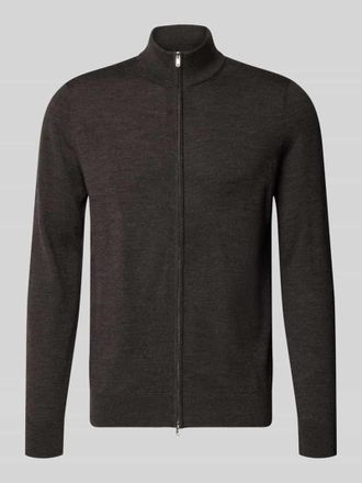 Profuomo Regular Fit Strickjacke aus reiner Baumwolle mit Stehkragen