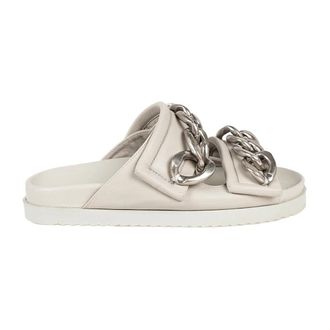 Patrizia Pepe Bequeme Leder-Pantoletten mit Kettendetail - - Shoes - Damen - Grau - 37 EU