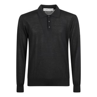 Golden Goose Strickpolo aus Schurwolle - - Tops - Herren - Schwarzk - S