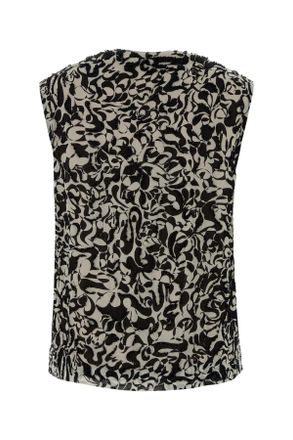 Dries Van Noten Womens Printed Crepe College Top Black Maglie Sweater