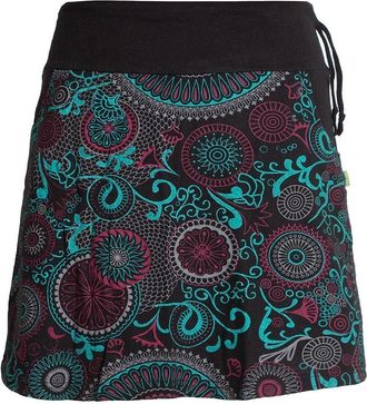 vishes Alternative Bekleidung - Kurzer Damen Baumwoll-Rock Bunt mit Mandalas und Blumen Bedruckt schwarz 44