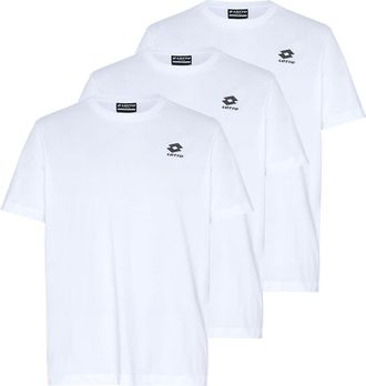 Lotto Basic Tshirt Herren weiß 3er Pack I Regular Fit T Shirt Herren aus 100% Baumwolle I T Shirts Männer mit kleinem Logo I Herren Shirts Kurzarm I Herren 