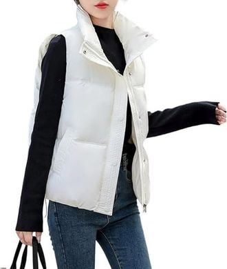 Generic Gilet surdimensionn&eacute; pour femme - Col montant - Fermeture &eacute;clair - Rembourr&eacute; - Avec cordon de serrage - Poches &agrave; ourlet, beige, 3XL