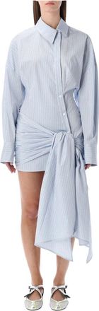The Attico Femme, Robes, Bleu, Taille: 38 FR Striped Poplin Mini Dress