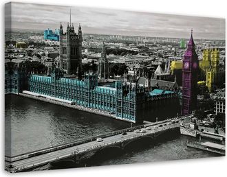 Feeby Tableau sur toile Ville de Londres Multicolore 90x60