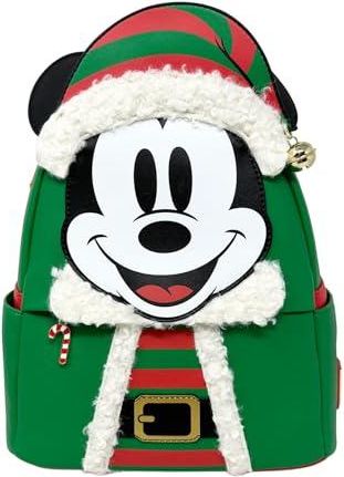 Loungefly Disney Mickey Mouse Elf Holiday Sac bandouli re double bandouli re pour femme, vert, Medium