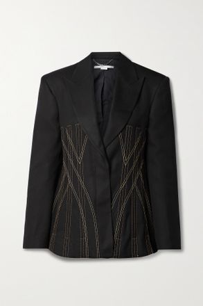 Stella McCartney Blazer Aus Grain De Poudre Mit Kontrastn&auml;hten - Schwarz