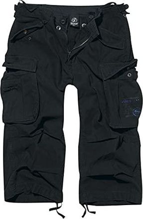 Brandit Industry Vintage 3/4 Homme Short Noir XXL 100% Coton Loose Fit