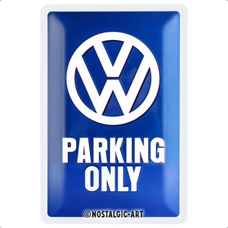 Nostalgic Art Retro Blechschild, 20 x 30 cm, VW - Parking Only - Volkswagen Bus Geschenk-Idee, Original Lizenzprodukt (OLP), aus Metall, Vintage Design, Blechschild