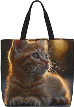 Generic Chat Sur La Route Sac Cabas Pliable Tote Bag Imperm&eacute;able Sac Fourre Tout Pour Voyage Universit&eacute; Plage