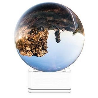 Navaris Boule en Verre Photographie - Boule en Cristal K9 Transparente avec Support pour Photo avec Effet Optique - Objet décoration Maison Ø 70 mm