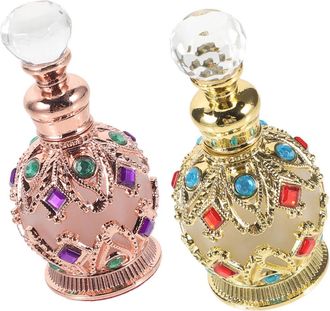 Lurrose 2stücke Leere Parfümflasche Glasflasche Wiederverwendbar Für Ätherische Öle Parfums Reisen Und Aufbewahrung Dekorativ Vintage-Stil