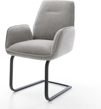 DELIFE Freischwinger Zoa-Flex Strukturstoff Soft Grau Freischwinger flach Schwarz Taschenfederkern, Esszimmerstühle