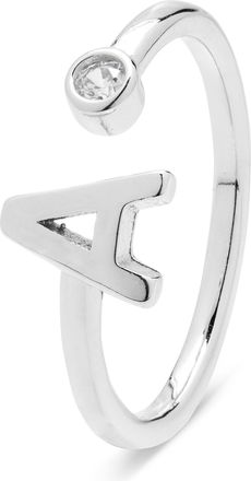 Luxenter Buchstabenring aus 925er Sterlingsilber und gl&auml;nzenden Zirkonen mit rhodinierter Oberfl&auml;che