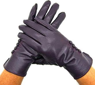 Le Femmes Neuf Qualité Premium Super Doux Véritable Cuir Gants - Pourpre, M