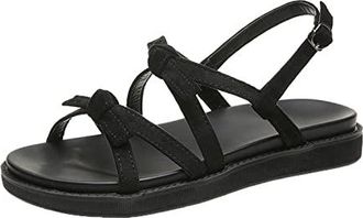 Generic Sandales plates pour femme - Double noeud - Sandales de marche tendance - Sandales de marche en cuir de couleur unie - Sandales confortables &agrave; semelle