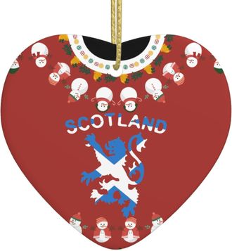 Generic L&ouml;we Auf Freiem Fu&szlig; Schottland Schottisch Weihnachtsbaum Deko Weihnachtsdeko Keramik Weihnachtsanh&auml;nger Mit Schnur Weihnachten Deko